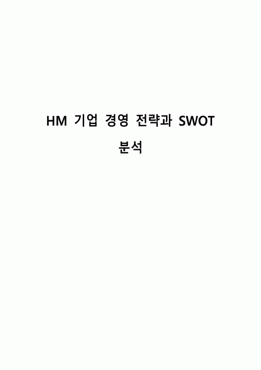 HM 기업 경영 전략과 SWOT 분석