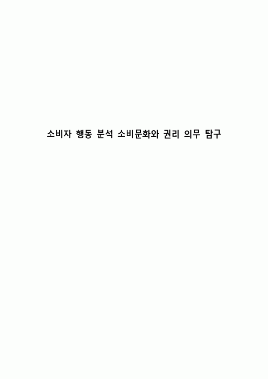 소비자 행동 분석 소비문화와 권리 의무 탐구
