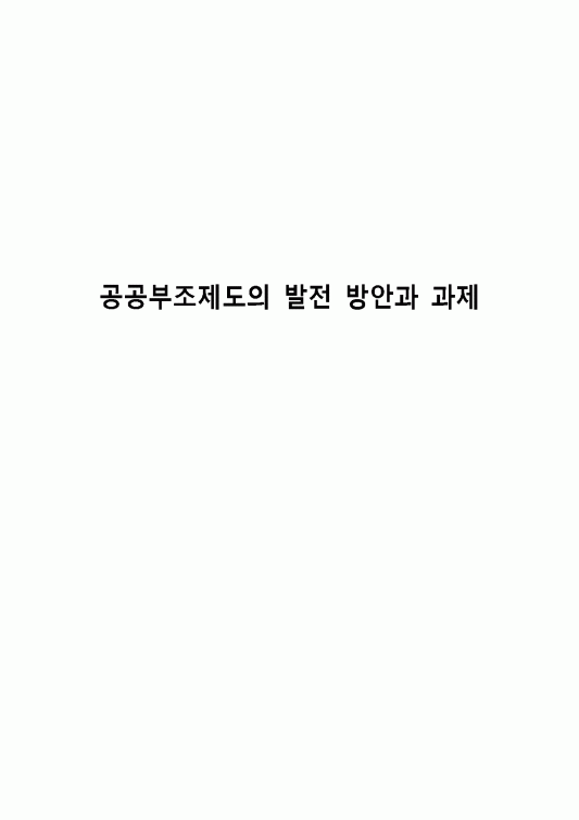 공공부조제도의 발전 방안과 과제