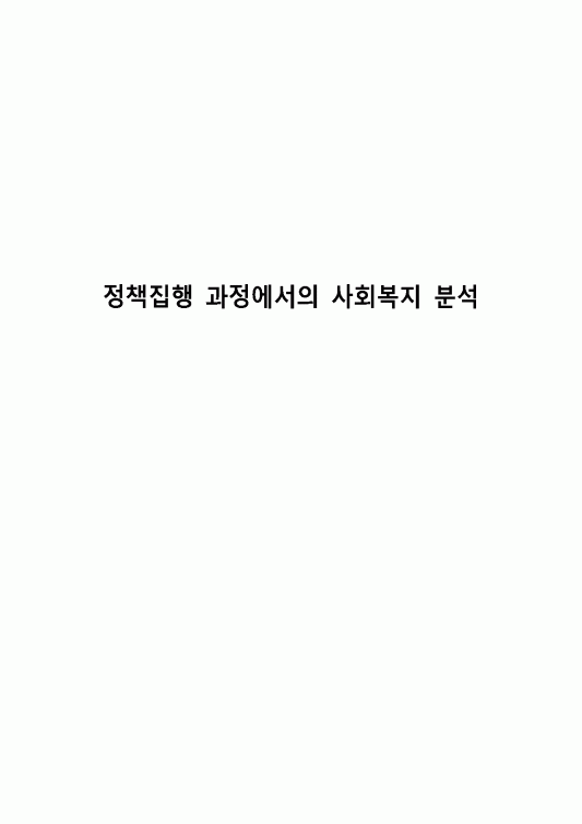 정책집행 과정에서의 사회복지 분석