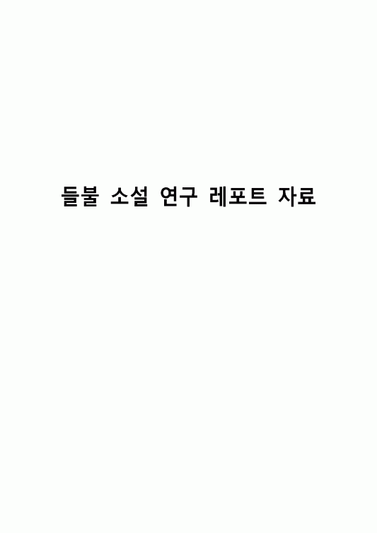 들불 소설 연구 레포트 자료