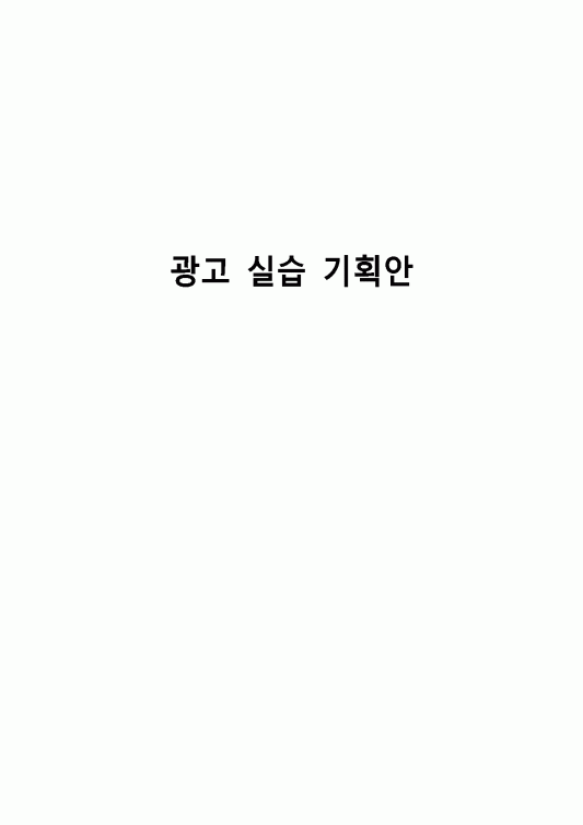 광고 실습 기획안
