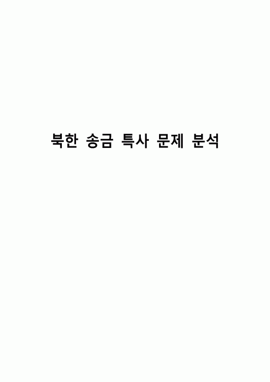 북한 송금 특사 문제 분석