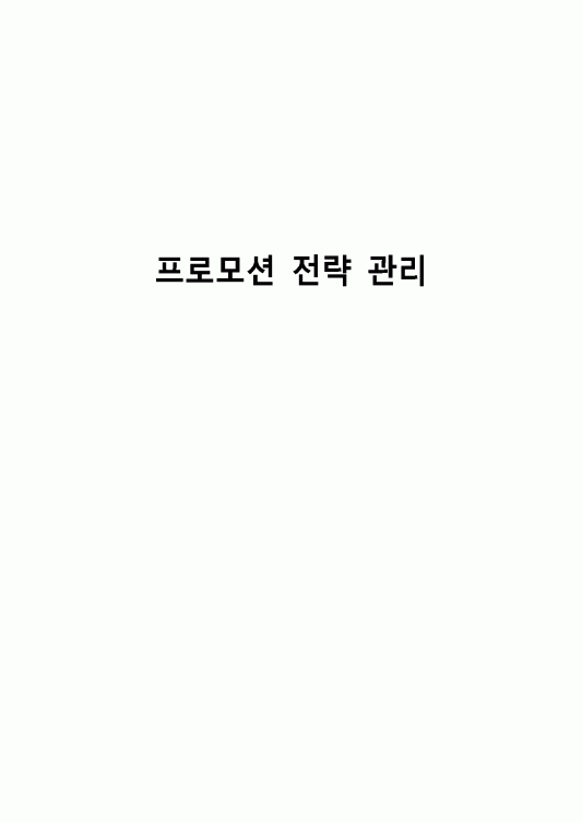 프로모션 전략 관리