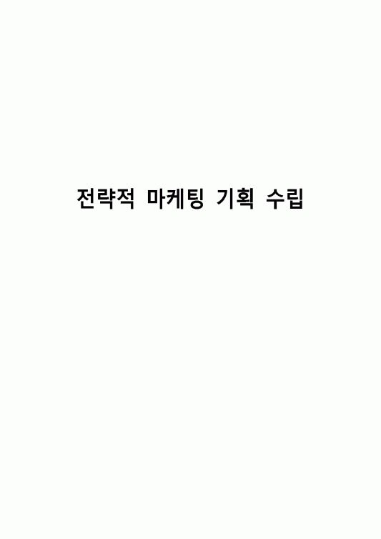 전략적 마케팅 기획 수립