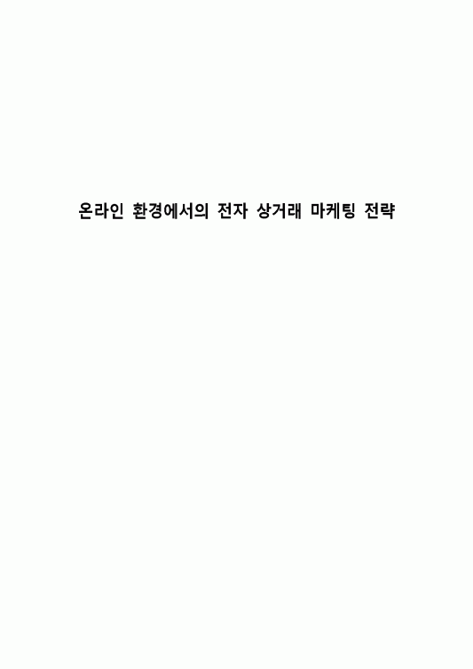 온라인 환경에서의 전자 상거래 마케팅 전략