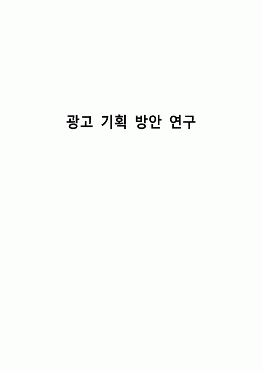 광고 기획 방안 연구