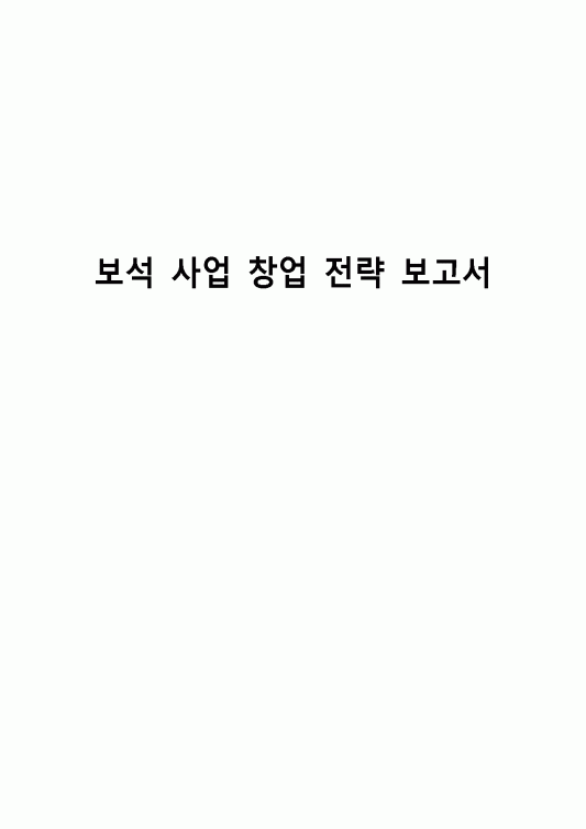 보석 사업 창업 전략 보고서