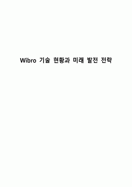 Wibro 기술 현황과 미래 발전 전략