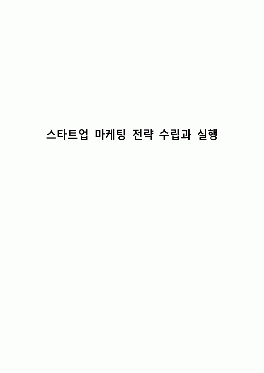 스타트업 마케팅 전략 수립과 실행
