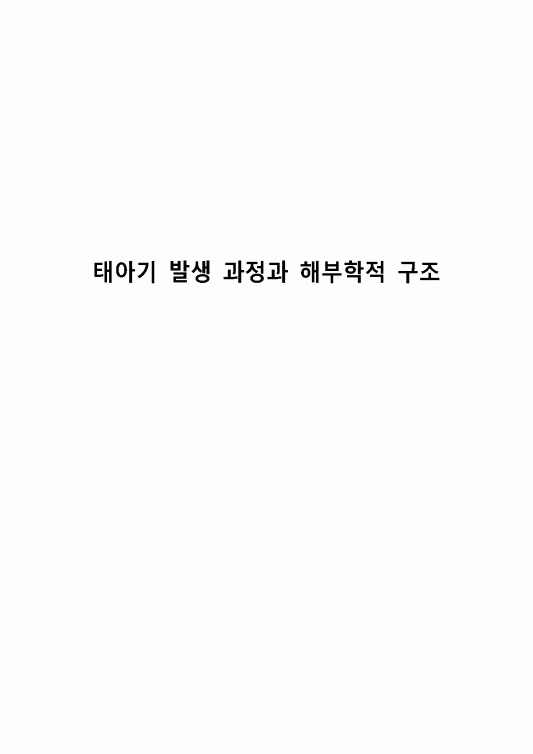 태아기 발생 과정과 해부학적 구조