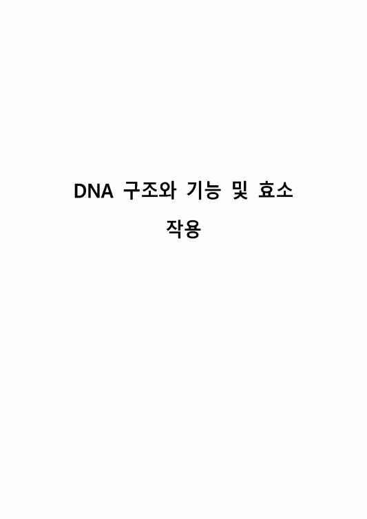 DNA 구조와 기능 및 효소 작용
