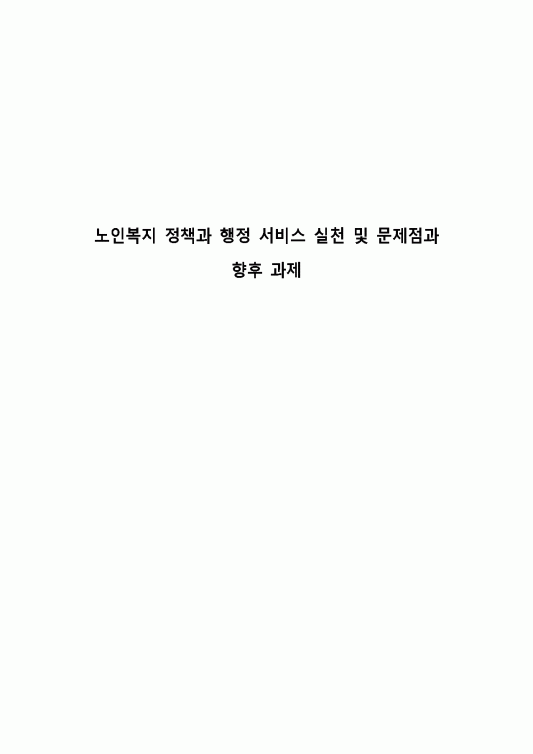 노인복지 정책과 행정 서비스 실천 및 문제점과 향후 과제