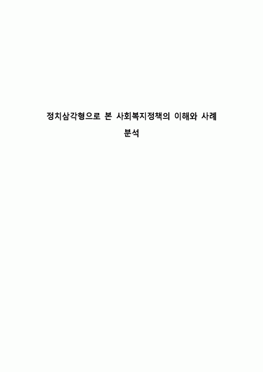 정치삼각형으로 본 사회복지정책의 이해와 사례 분석