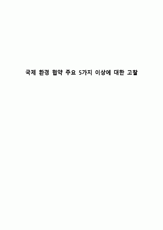 국제 환경 협약 주요 5가지 이상에 대한 고찰