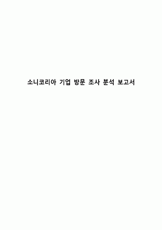 소니코리아 기업 방문 조사 분석 보고서
