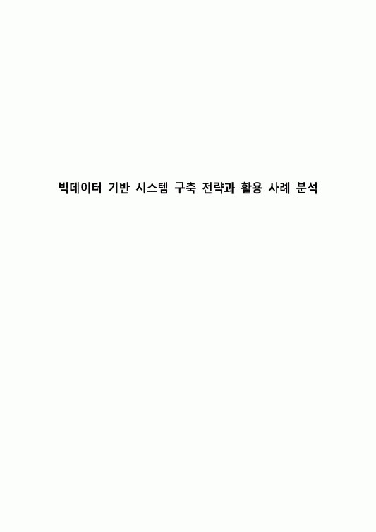 빅데이터 기반 시스템 구축 전략과 활용 사례 분석