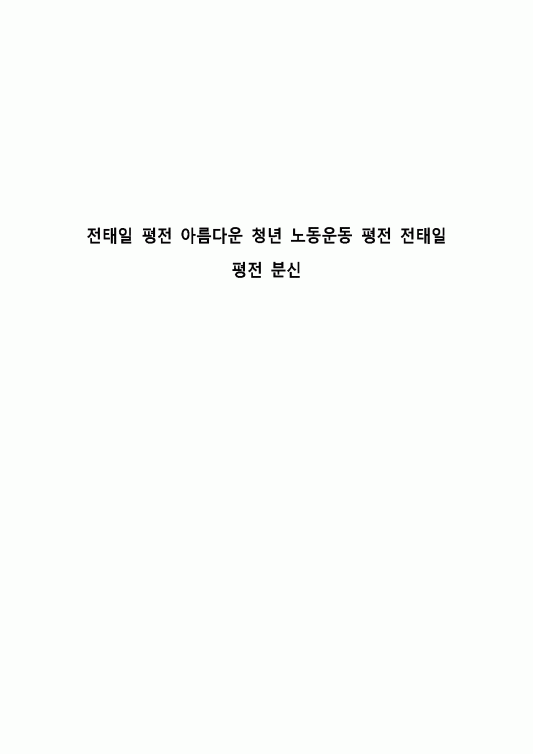 전태일 평전 아름다운 청년 노동운동 평전 전태일 평전 분신