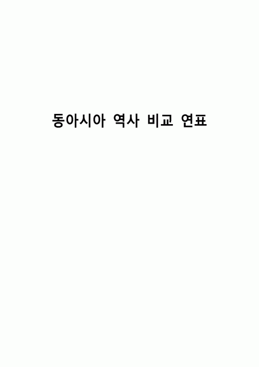 동아시아 역사 비교 연표