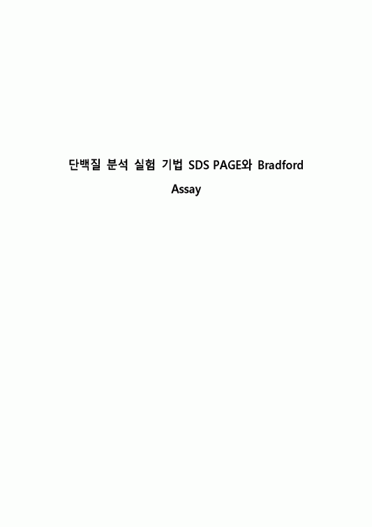 단백질 분석 실험 기법 SDS PAGE와 Bradford Assay