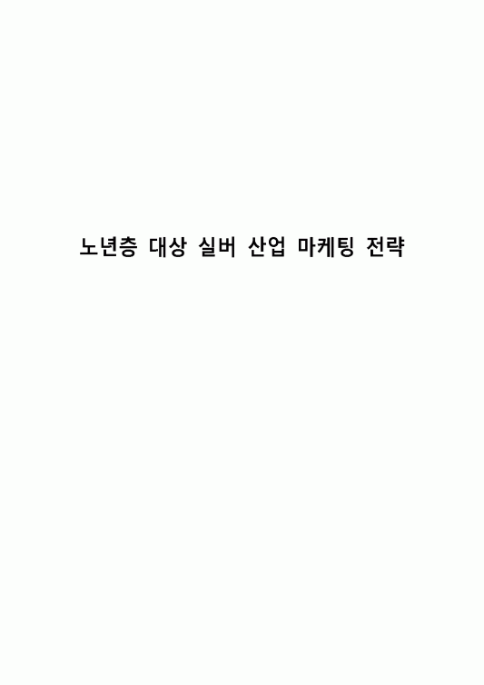 노년층 대상 실버 산업 마케팅 전략