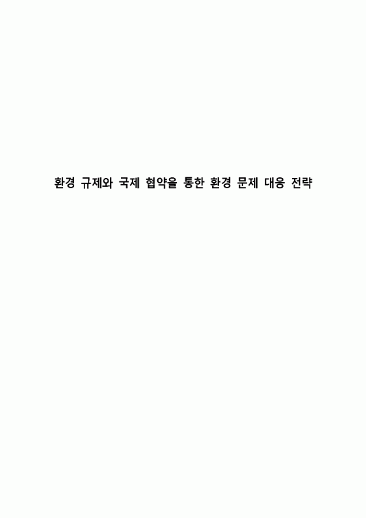 환경 규제와 국제 협약을 통한 환경 문제 대응 전략