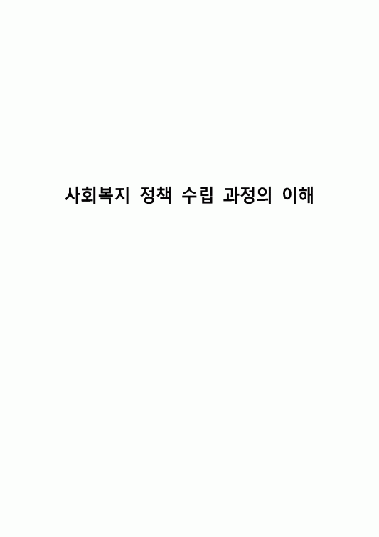 사회복지 정책 수립 과정의 이해