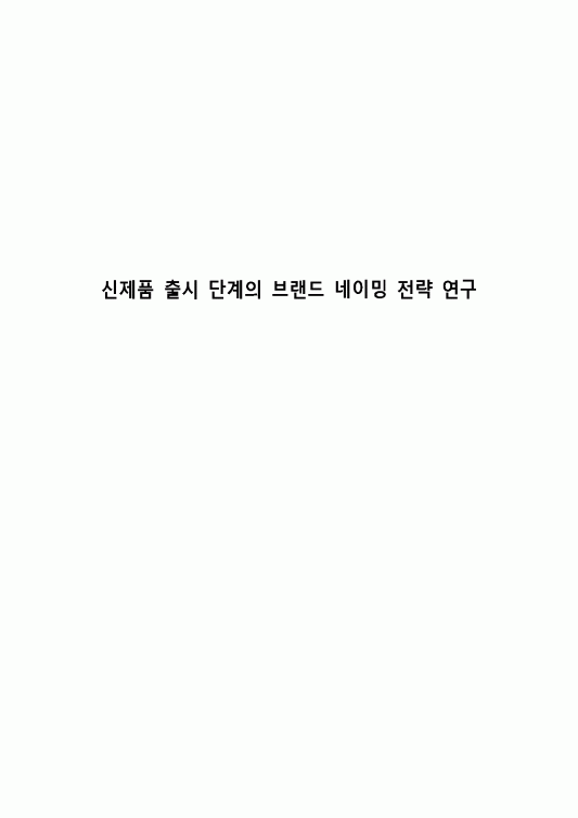 신제품 출시 단계의 브랜드 네이밍 전략 연구