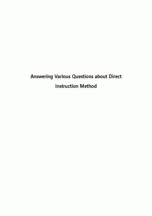 Answering Various Questions about Direct Instruction Method