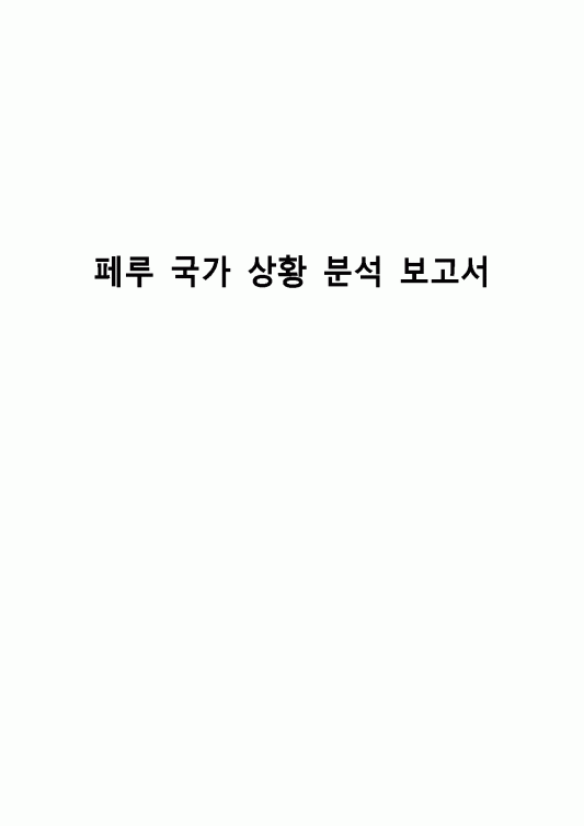 페루 국가 상황 분석 보고서