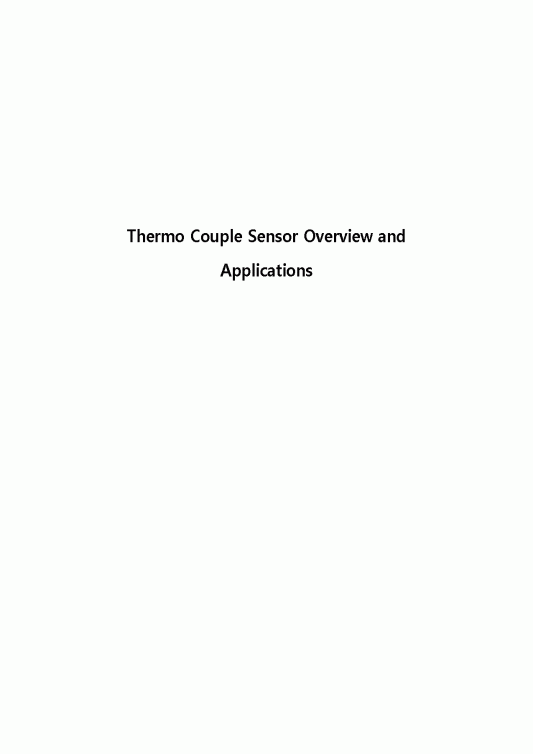Thermo Couple Sensor Overview and Applications
