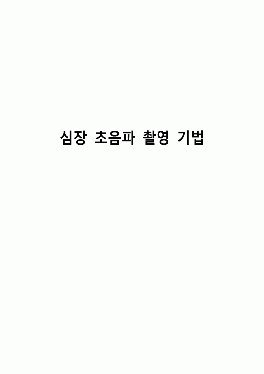 심장 초음파 촬영 기법