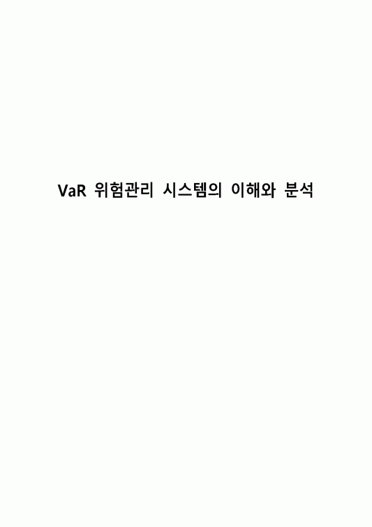 VaR 위험관리 시스템의 이해와 분석
