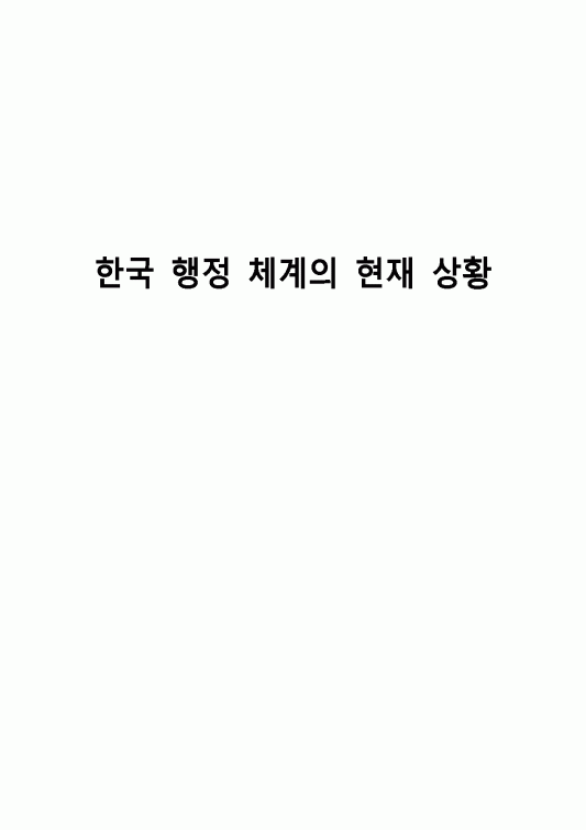 한국 행정 체계의 현재 상황