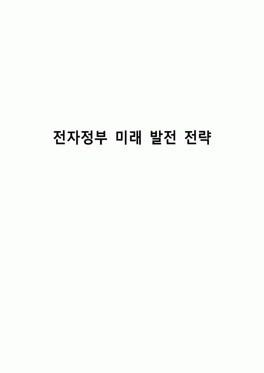 전자정부 미래 발전 전략