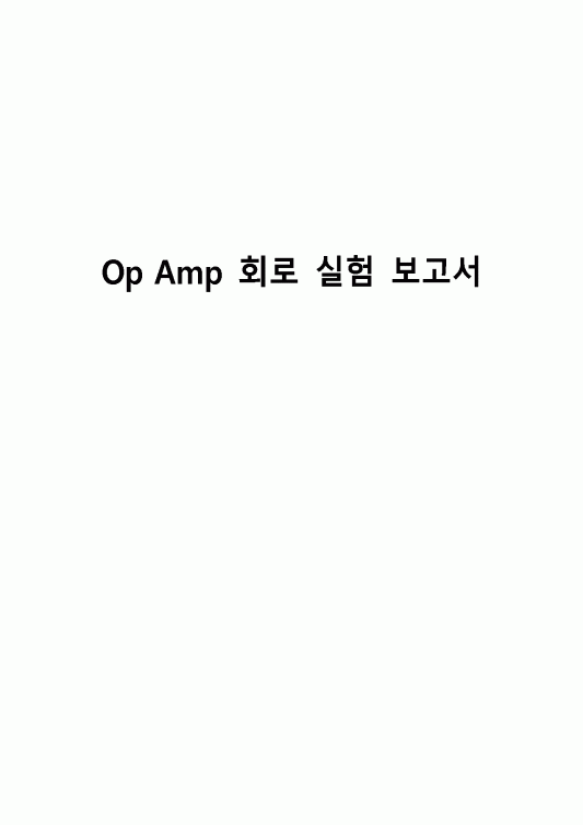 Op Amp 회로 실험 보고서