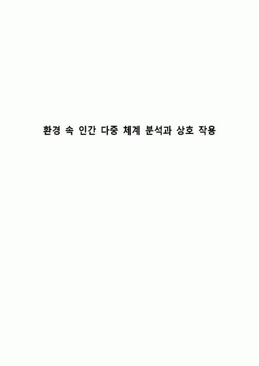 환경 속 인간 다중 체계 분석과 상호 작용