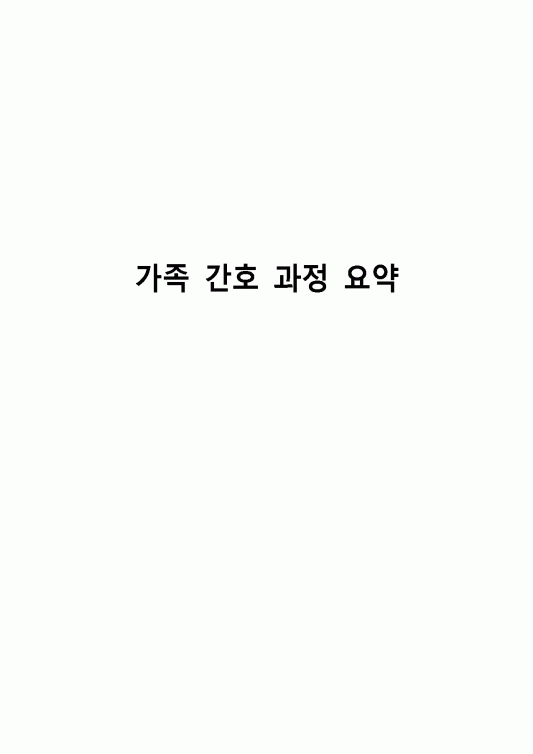 가족 간호 과정 요약