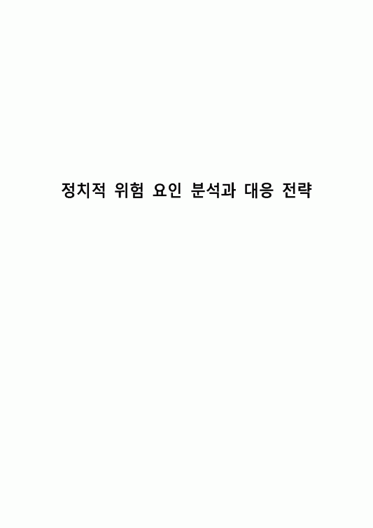 정치적 위험 요인 분석과 대응 전략