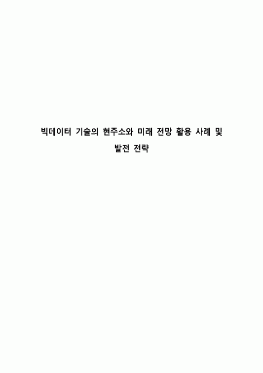 빅데이터 기술의 현주소와 미래 전망 활용 사례 및 발전 전략