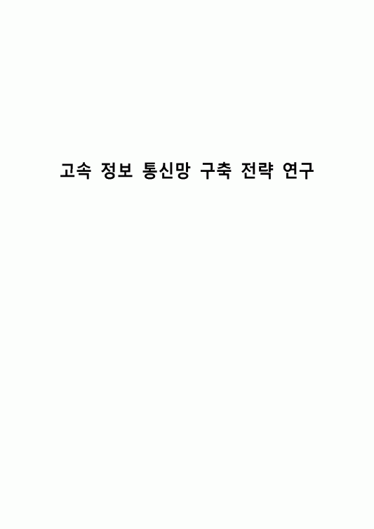 고속 정보 통신망 구축 전략 연구