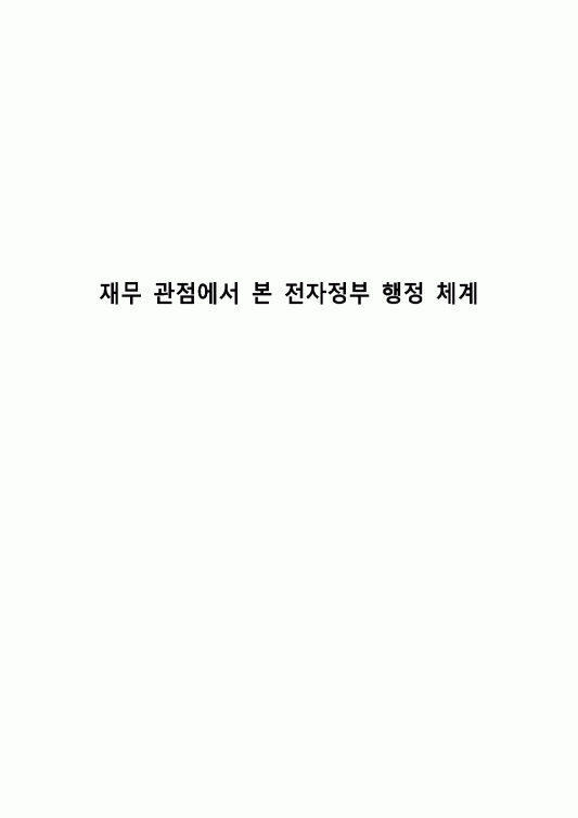 재무 관점에서 본 전자정부 행정 체계