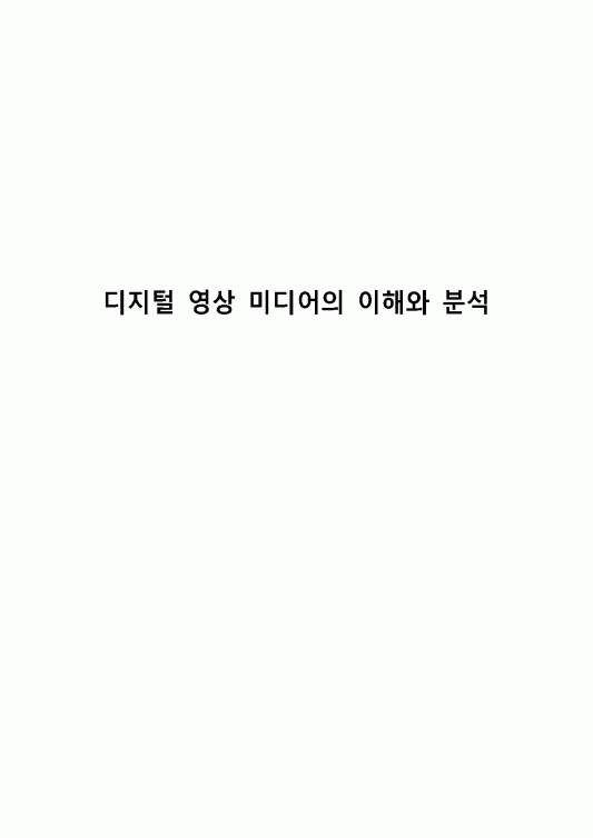 디지털 영상 미디어의 이해와 분석