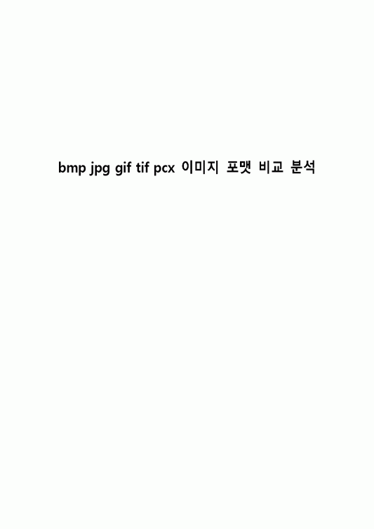 bmp jpg gif tif pcx 이미지 포맷 비교 분석