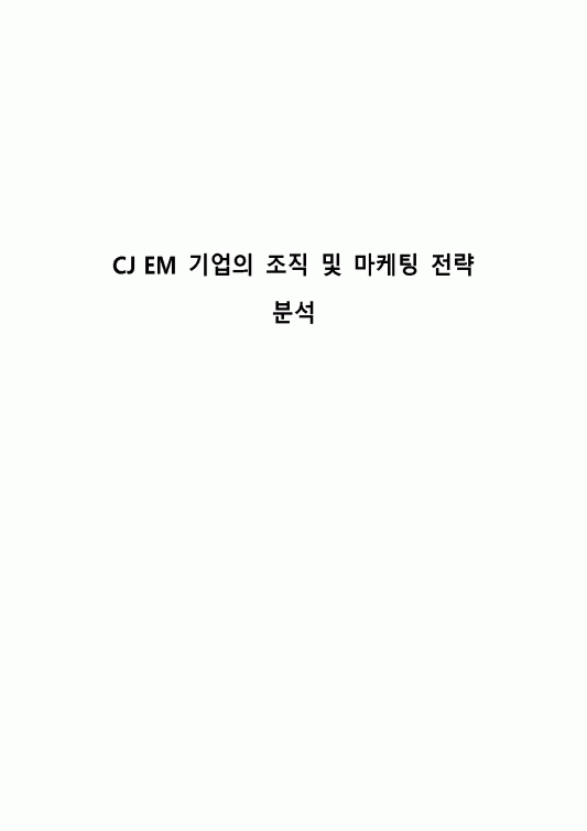 CJ EM 기업의 조직 및 마케팅 전략 분석