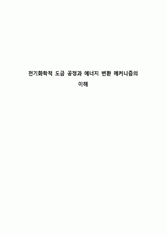 전기화학적 도금 공정과 에너지 변환 메커니즘의 이해