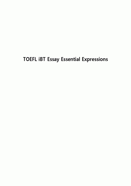 TOEFL iBT Essay Essential Expressions