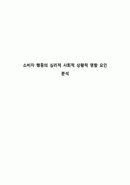 소비자 행동의 심리적 사회적 상황적 영향 요인 분석