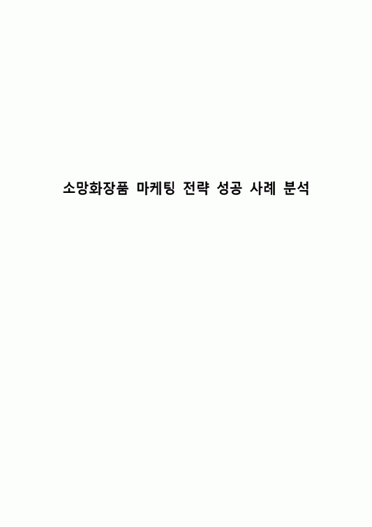 소망화장품 마케팅 전략 성공 사례 분석