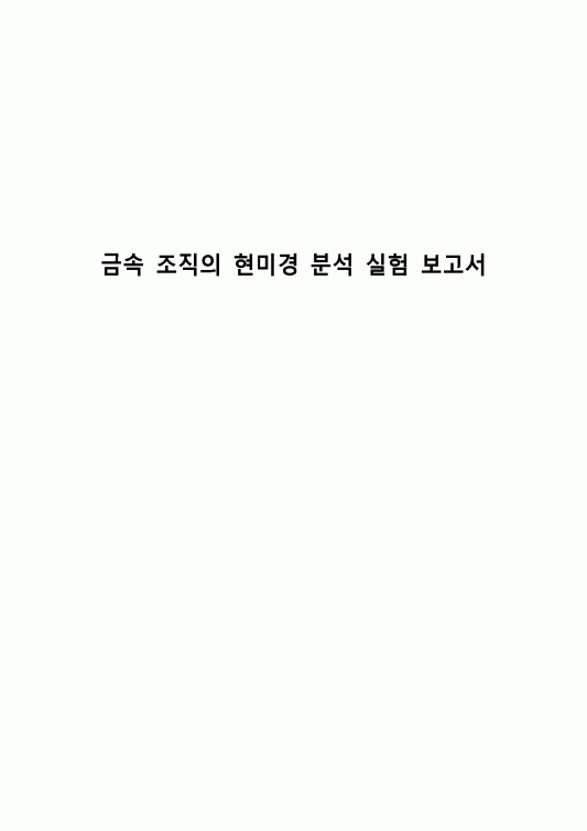 금속 조직의 현미경 분석 실험 보고서